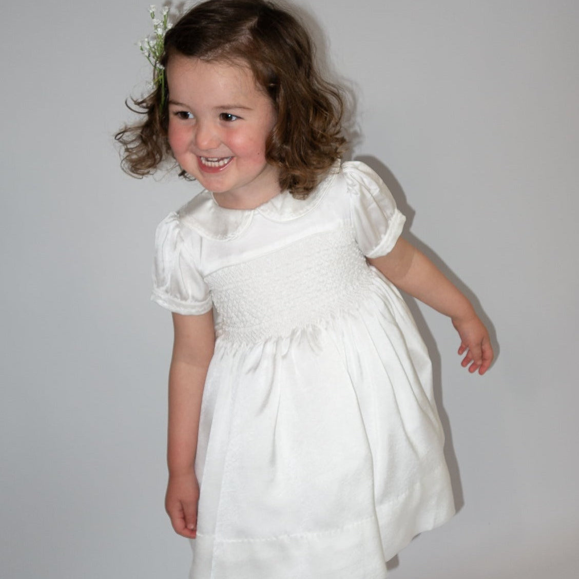 Hand smocked white ROSAURA dress – Little Miss C | Baby & Children's ...